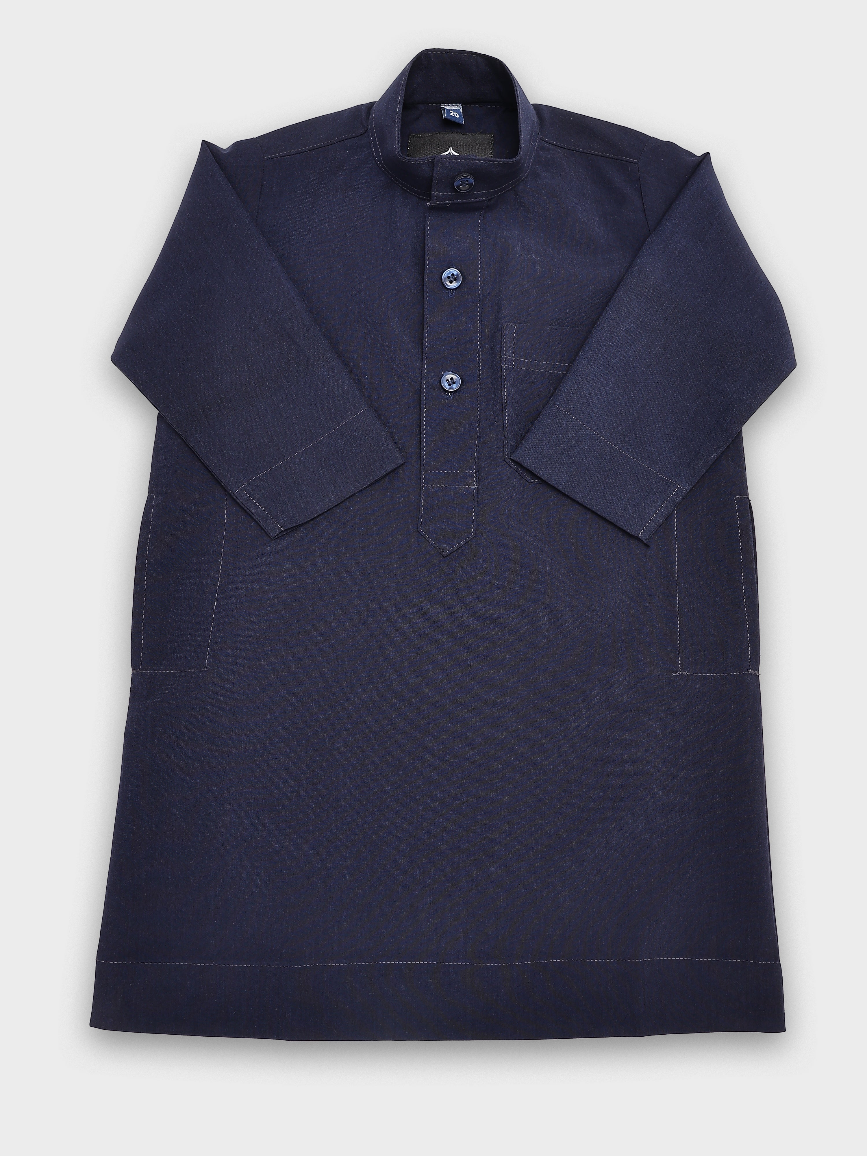 Simple Saudi Navy Blue Thobe - Kids – AL KAMEEZ